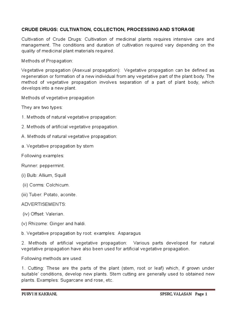 Cultivation, Collection and Preparation | PDF | Reproduction | Herbalism