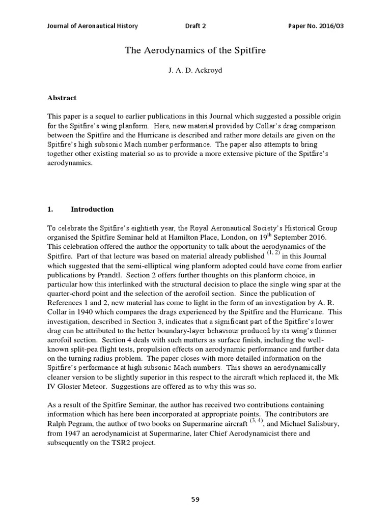 The Aerodynamics of The Spitfire | PDF | Supermarine Spitfire | Airfoil