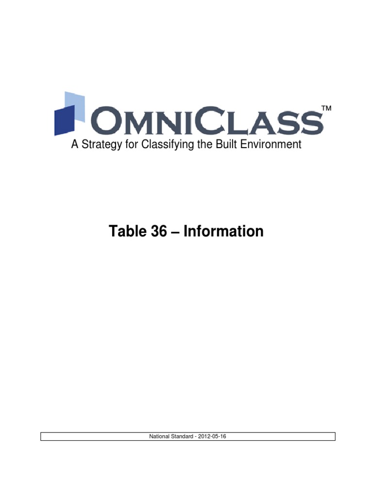 OmniClass 36 2012-05-16 | PDF | Specification (Technical Standard ...