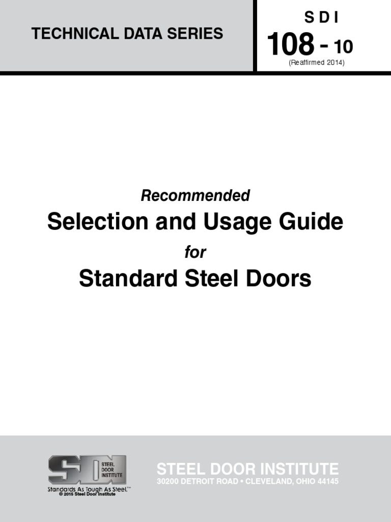 Selection and Usage Guide Standard Steel Doors: Recommended | PDF ...