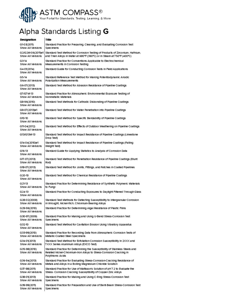 ASTM Compass G List | PDF | Wear | Corrosion