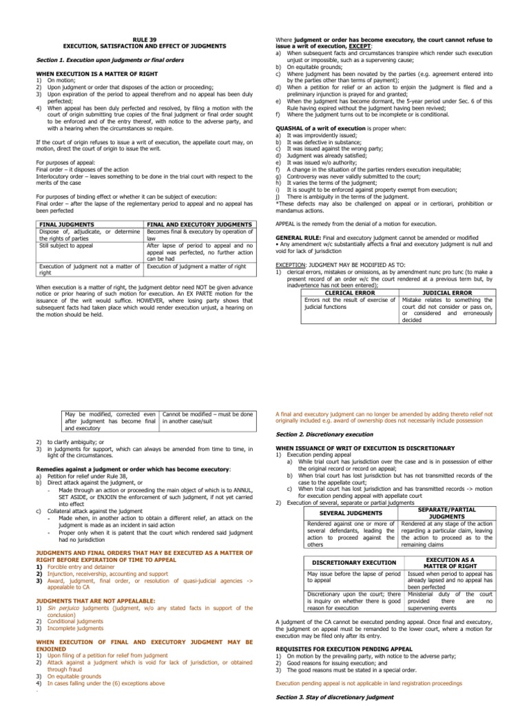 Rule 39 | PDF | Garnishment | Judgment (Law)