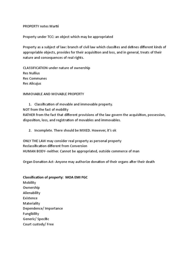 Property Notes | PDF | Ownership | Property