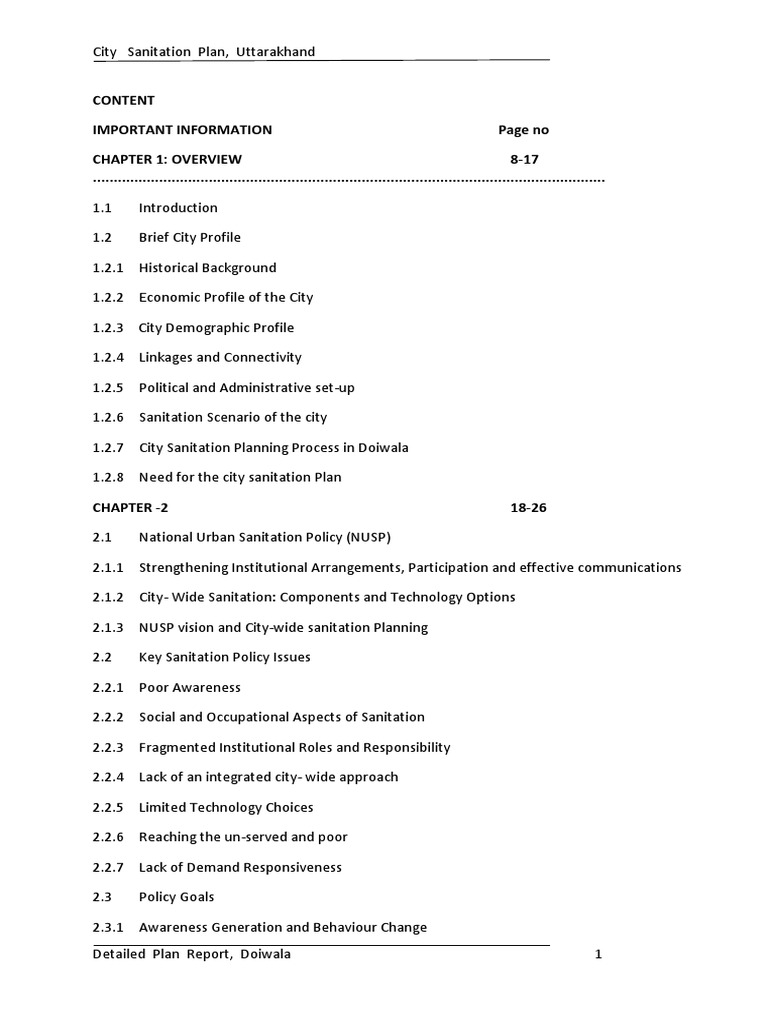 City Sanitation Plan, Uttarakhand | Sanitation | Sewage