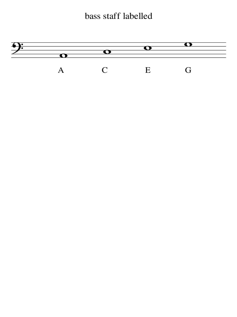 Bass Staff Labelled: A C E G | PDF