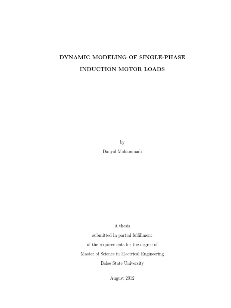 Dynamic Modeling of Single-Phase Induction Motor Loads PDF | PDF | Electric Motor | Physical ...