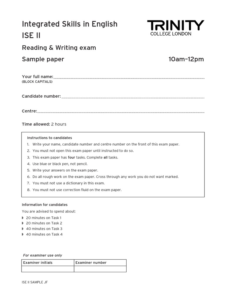 ISE II Sample Paper 4 With Answers | PDF | Preschool | Waste