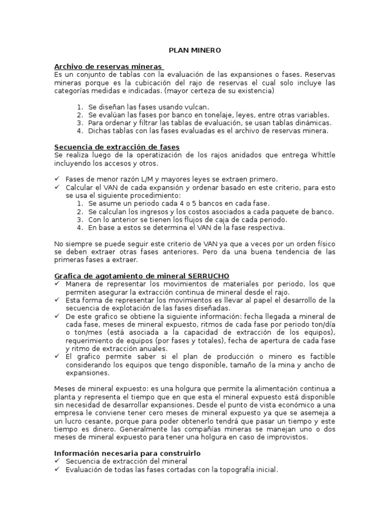 Planificación minera integral para la extracción sostenible de recursos ...