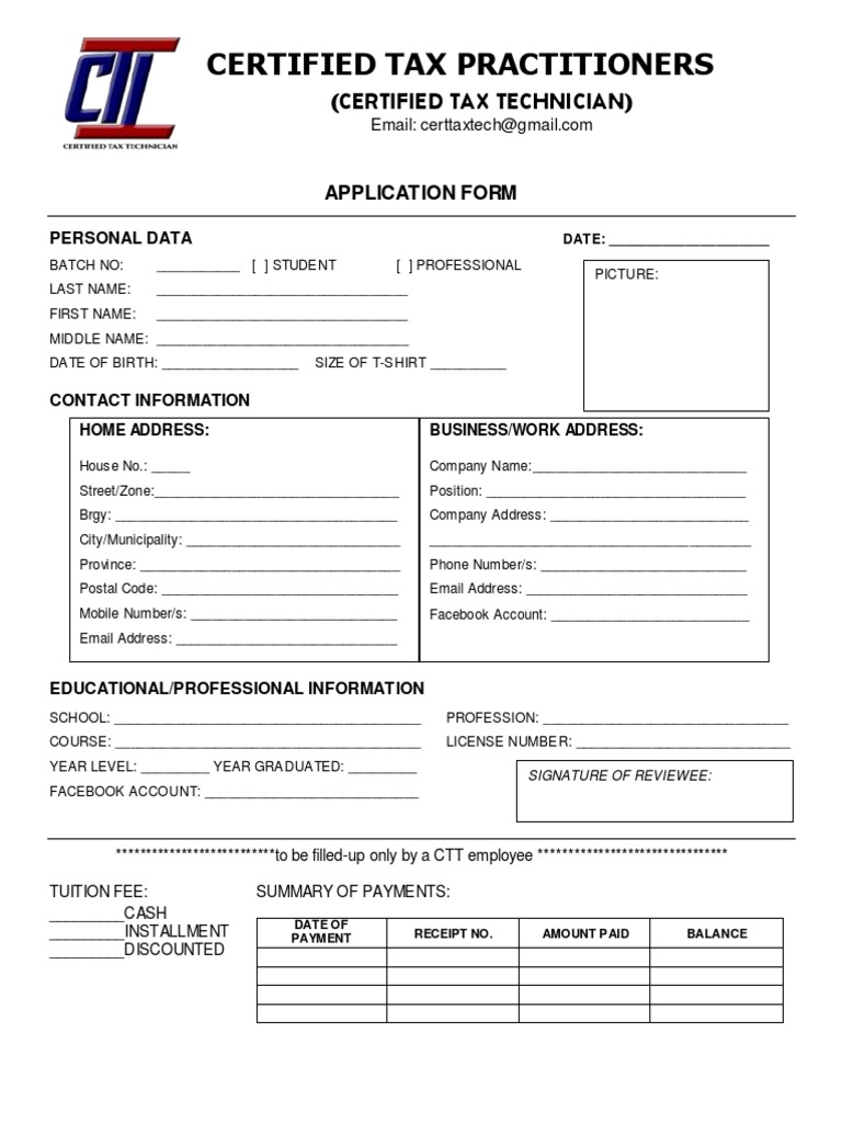 CTT Application Form | PDF