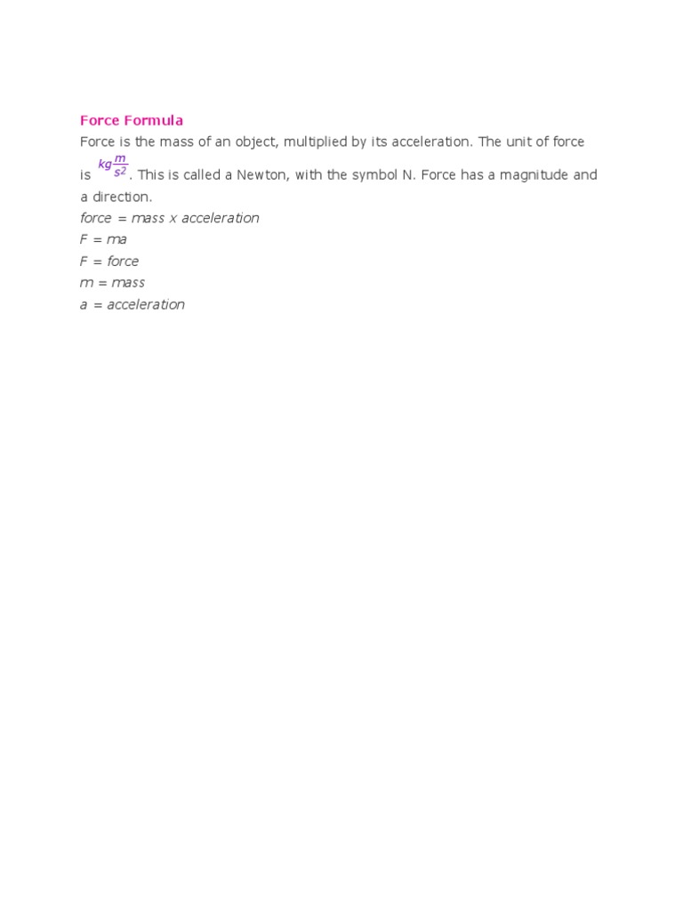 Understanding Force: Formula & Units | PDF
