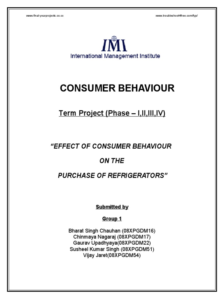 Consumer Buying Behaviour While Purchasing Refrigerator Final Project ...