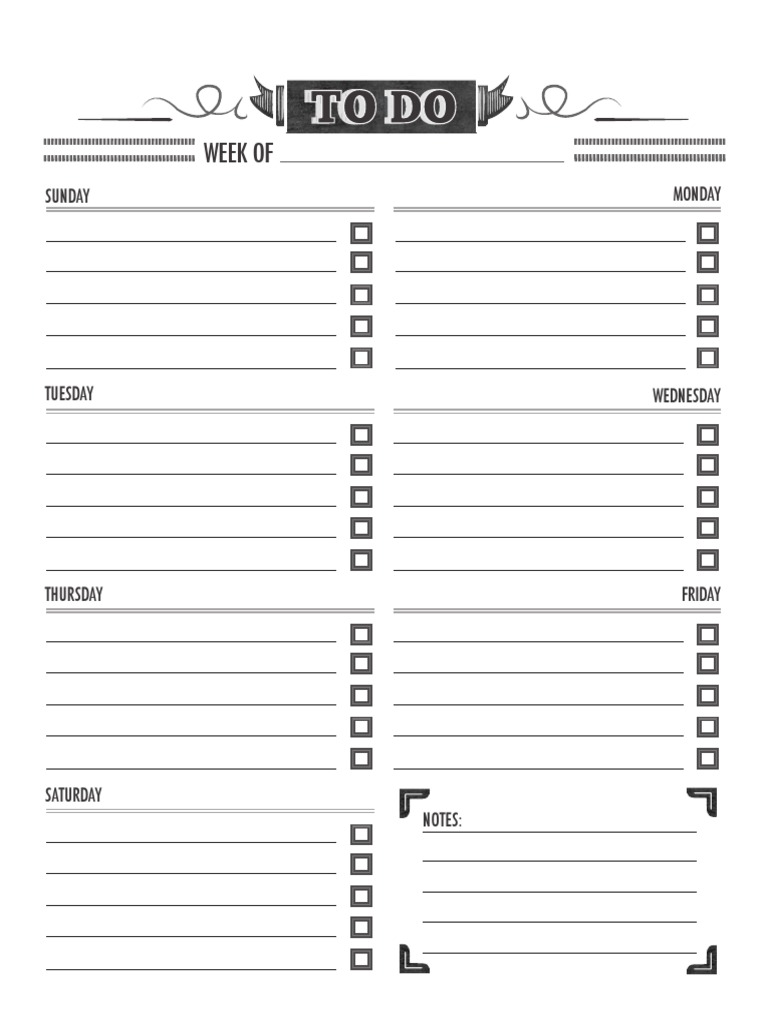 Weekly To-Do List Template PDF | PDF
