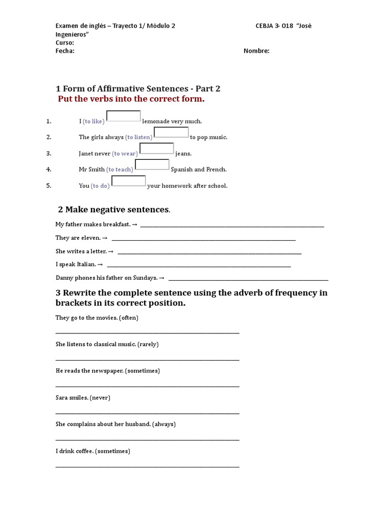 1 Form of Affirmative Sentences | PDF | Syntax | Syntactic Relationships