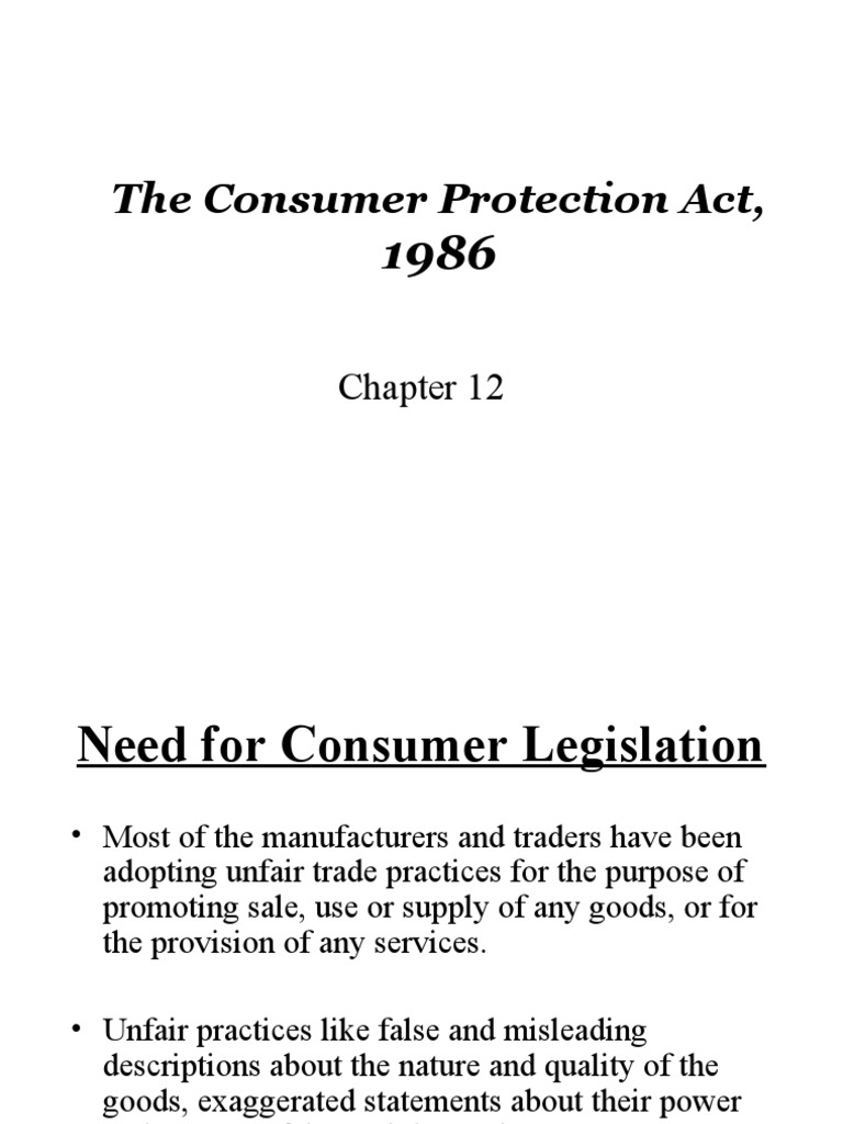 Consumer Protection Act Overview 1986 | PDF | Consumer Protection ...