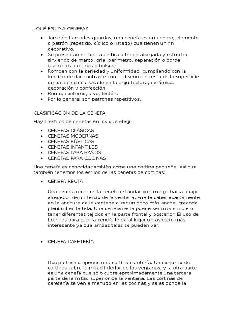 Definición y Estilos de Cenefas | PDF | Industria textil | Ropa