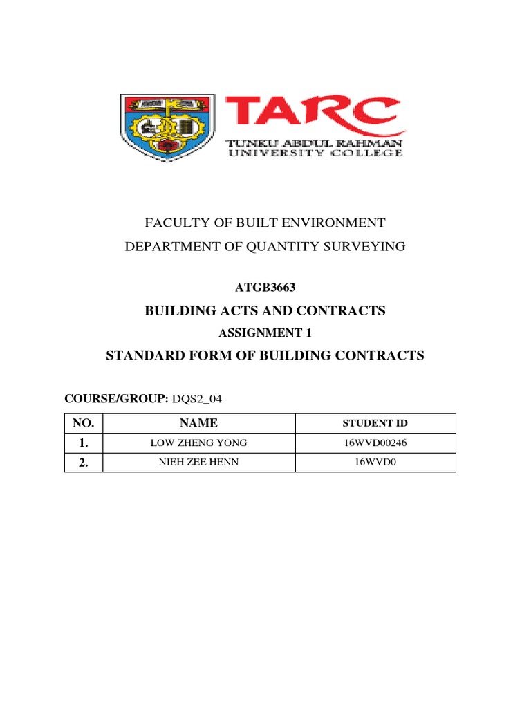 Assignment | PDF | General Contractor | Specification (Technical Standard)