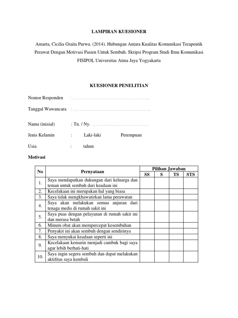 Lampiran Kuesioner - Docx Mov | PDF