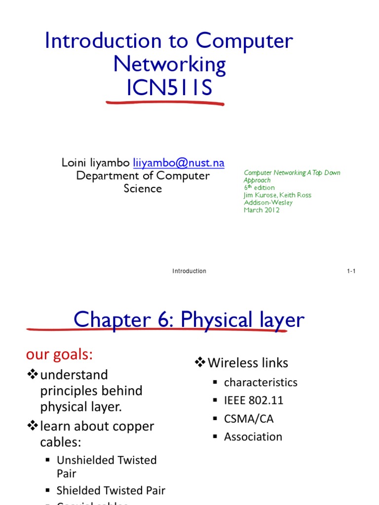 Introduction To Computer Networking ICN511S: Loini Iiyambo Department ...