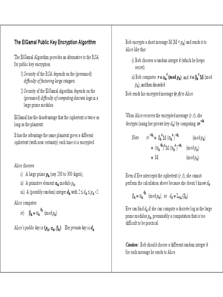 El Gamal Pdf Pdf Public Key Cryptography Cryptography 8472