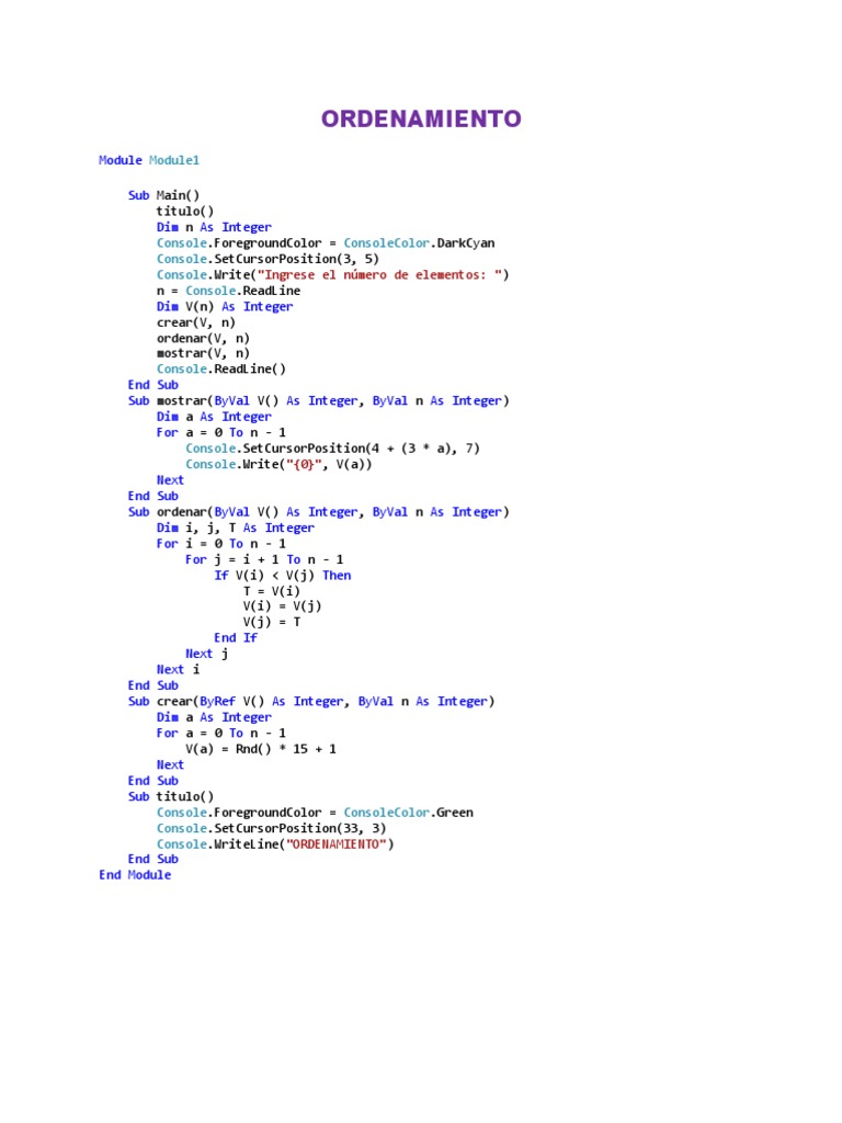 Ordenamiento - Programación | PDF