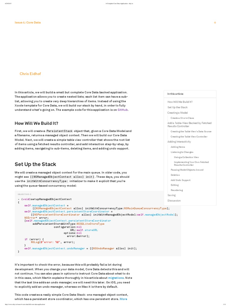 A Complete Core Data Application Objc - Io PDF | PDF | Objective C ...