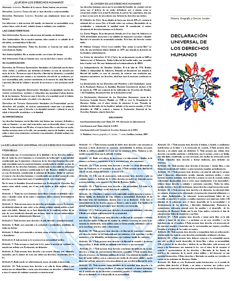 Tríptico Declaración Universal de Los Derechos Humanos | PDF | Derechos ...