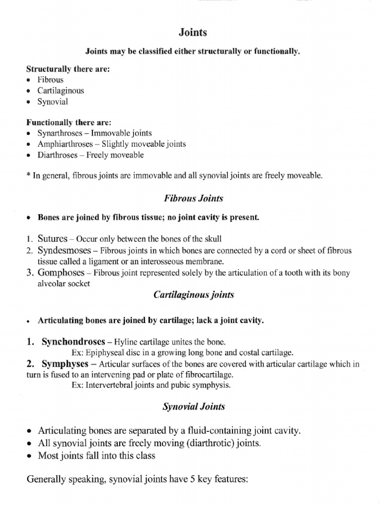 Notes On Joints of The Body | PDF