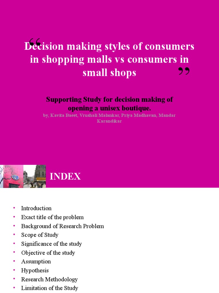 Decision Making Styles of Consumers in Shopping Malls Vs Consumers in ...