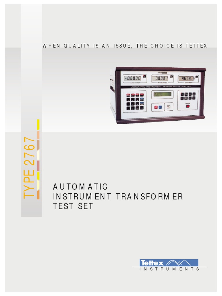 TETTEX Type 2767 Transformer Test Set | PDF | Transformer | Measuring ...