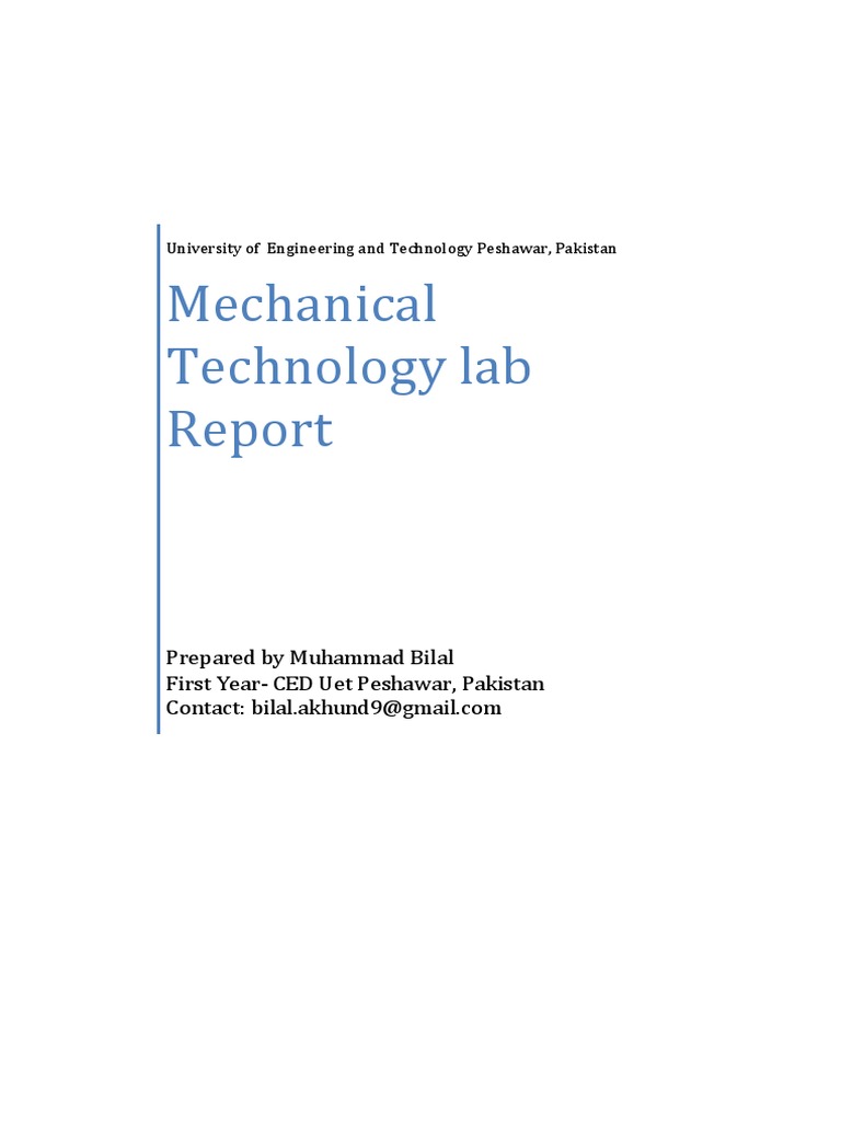 Mechanical Technology Lab Report | PDF | Internal Combustion Engine ...