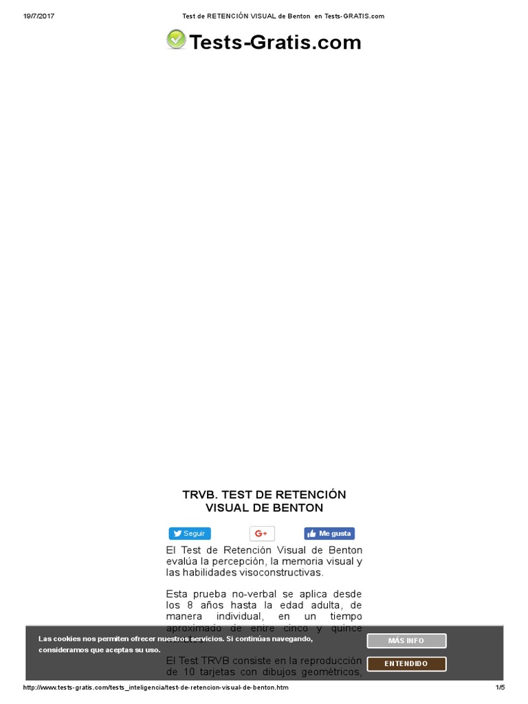 Test de Retención Visual de Benton en Tests-gratis | Cookie HTTP ...