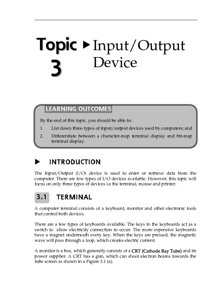Input Output Device | PDF | Printer (Computing) | Computer Terminal