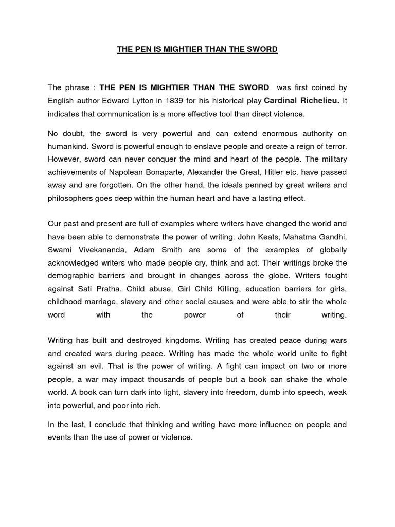 The Pen Is Mightier Than The Sword | PDF