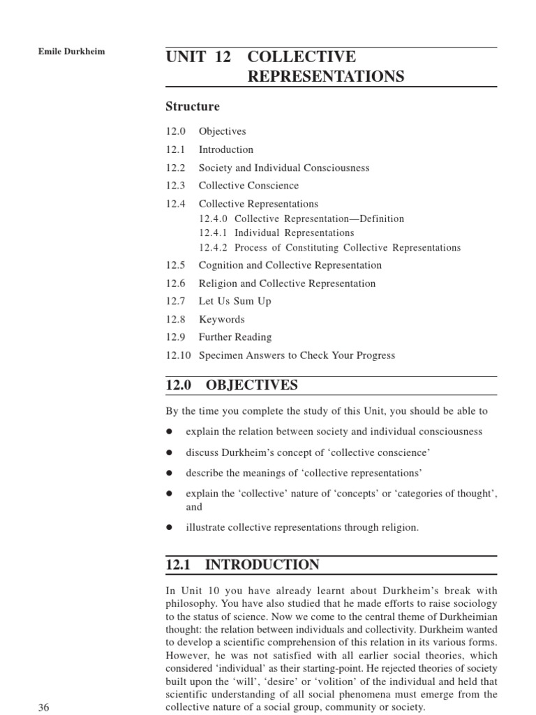 Sociology - 12 Collective Representations | PDF | Émile Durkheim | Concept