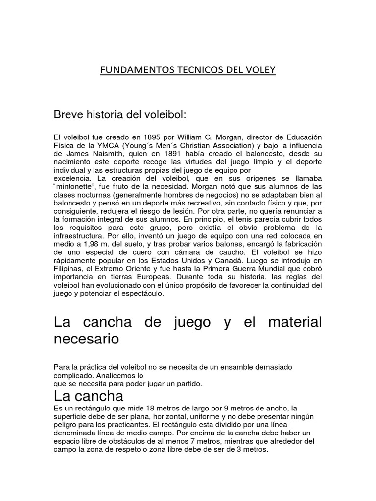 Fundamentos Tecnicos Del Voley | PDF | Vóleibol | Defensor (Asociación de Fútbol)