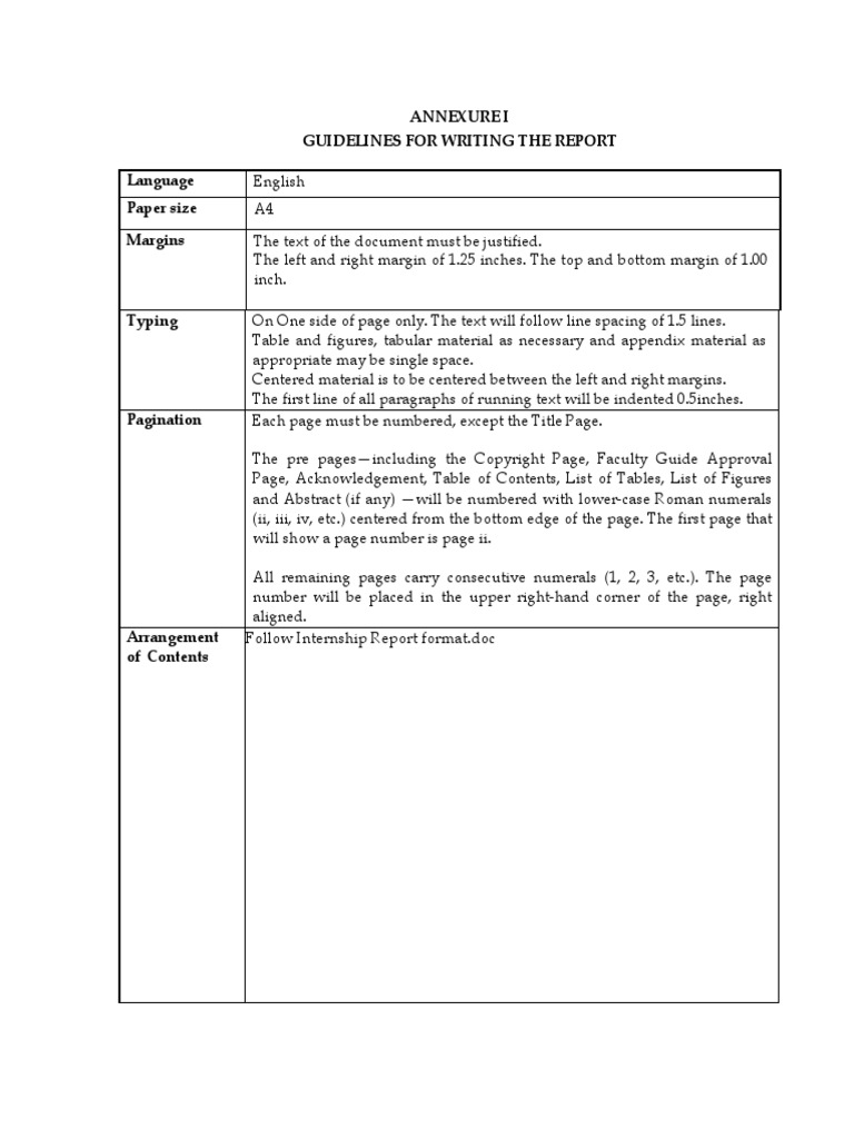 Annexure I Guidelines For Writing The Report | PDF | Citation | Writing