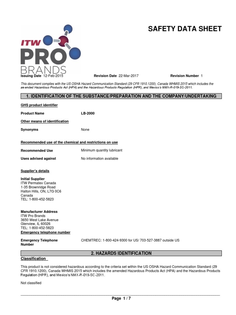 Accu Lube LB 2000 Lubricant | PDF | Superfund | Toxicity