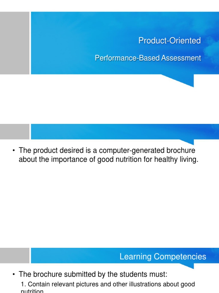 Product-Oriented: Performance-Based Assessment | Download Free PDF ...