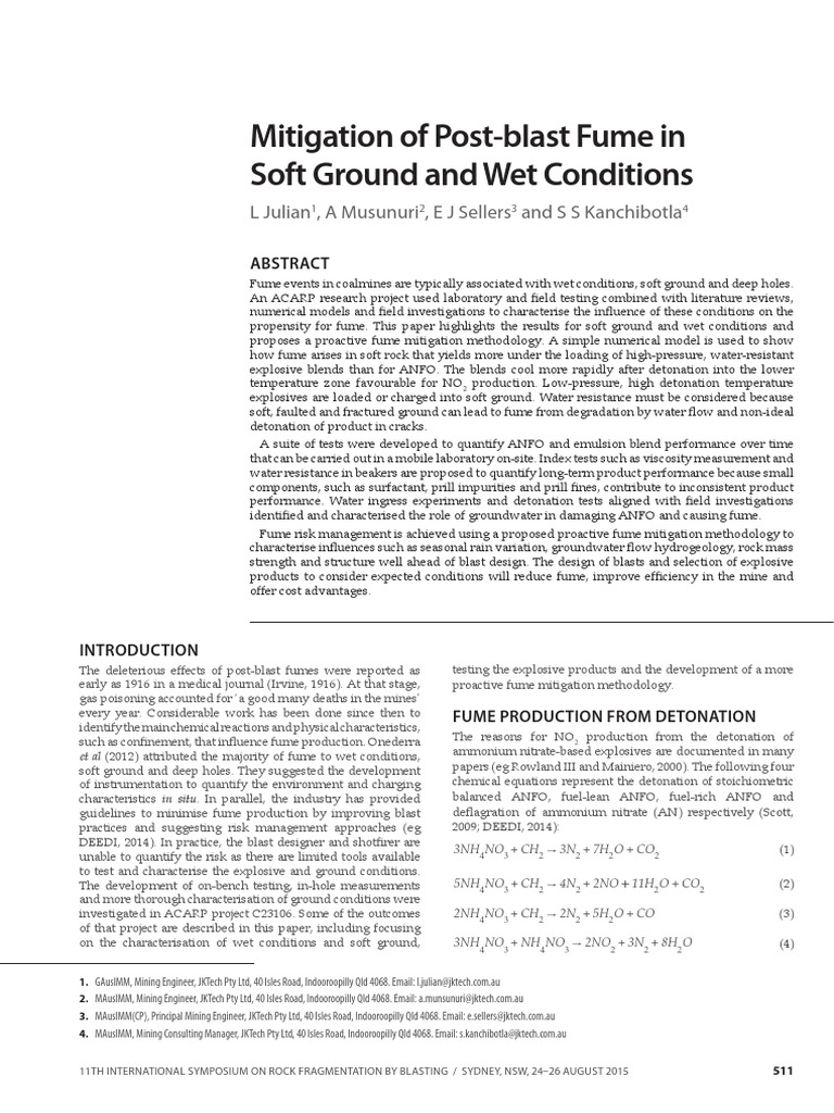 Mitigation of post-blast fume | PDF | Explosive Material | Rain
