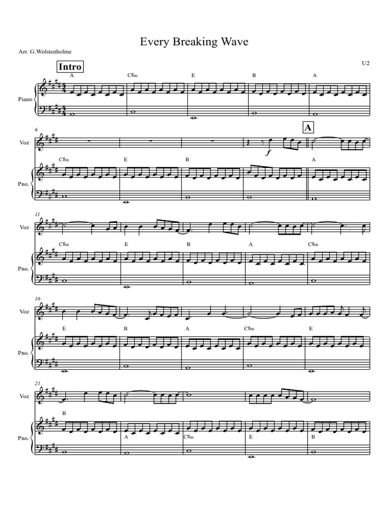 Every Breaking Wave - U2 - [E] - Partitura Completa