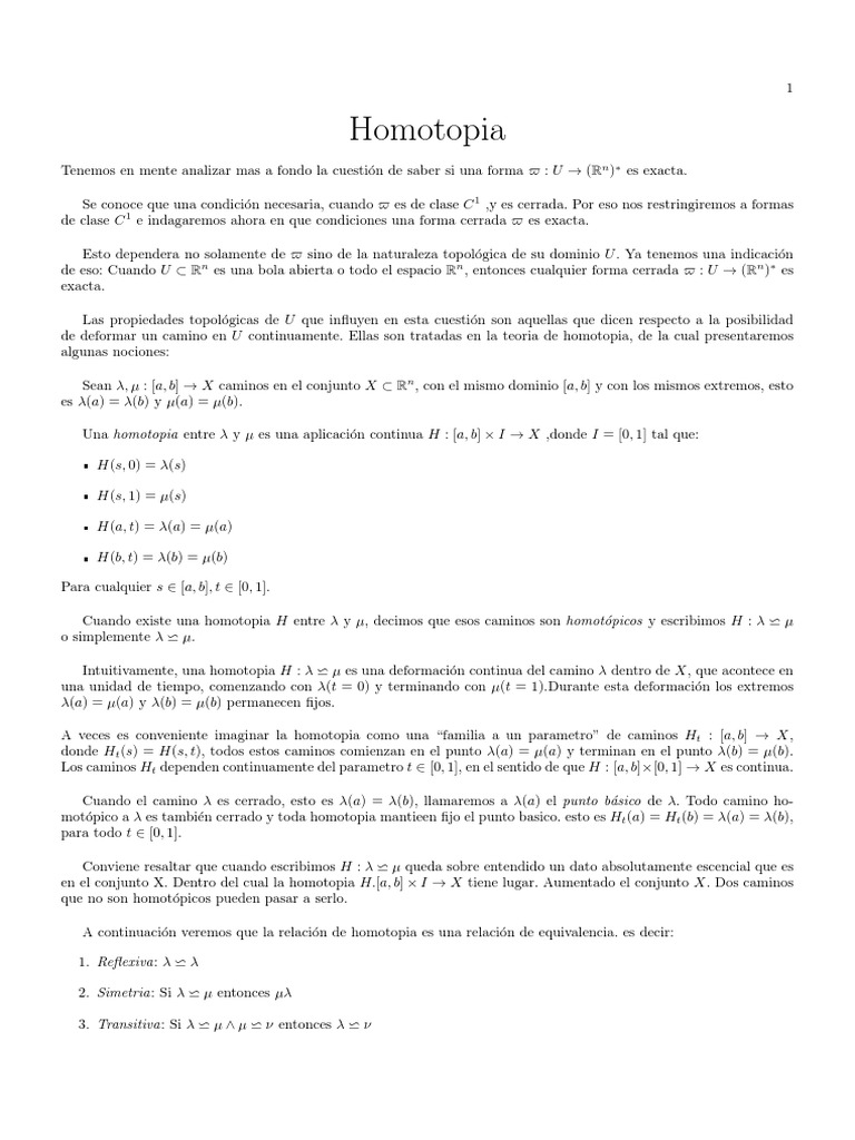 Homotopia | PDF | Topología | Análisis matemático