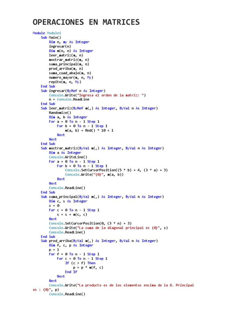 Matrices Programacion | PDF | Theoretical Physics | Functions And Mappings