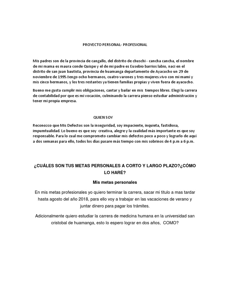 Mis metas personales y profesionales | PDF | Contador | Contabilidad