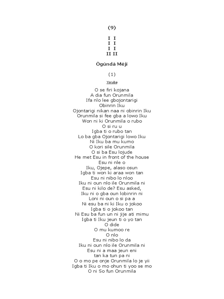 01 Ogunda Meji Odu Mimo PDF | PDF | Religión étnica | Santeria