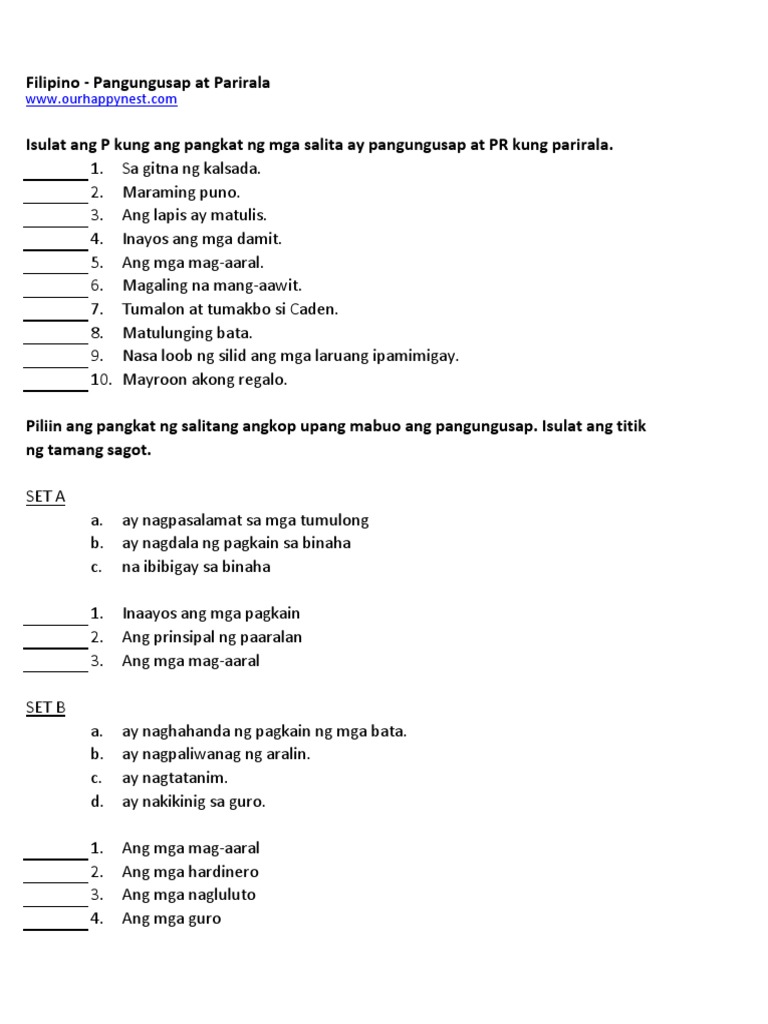Grade2 Filipino Pangungusap-o-Parirala PDF | PDF