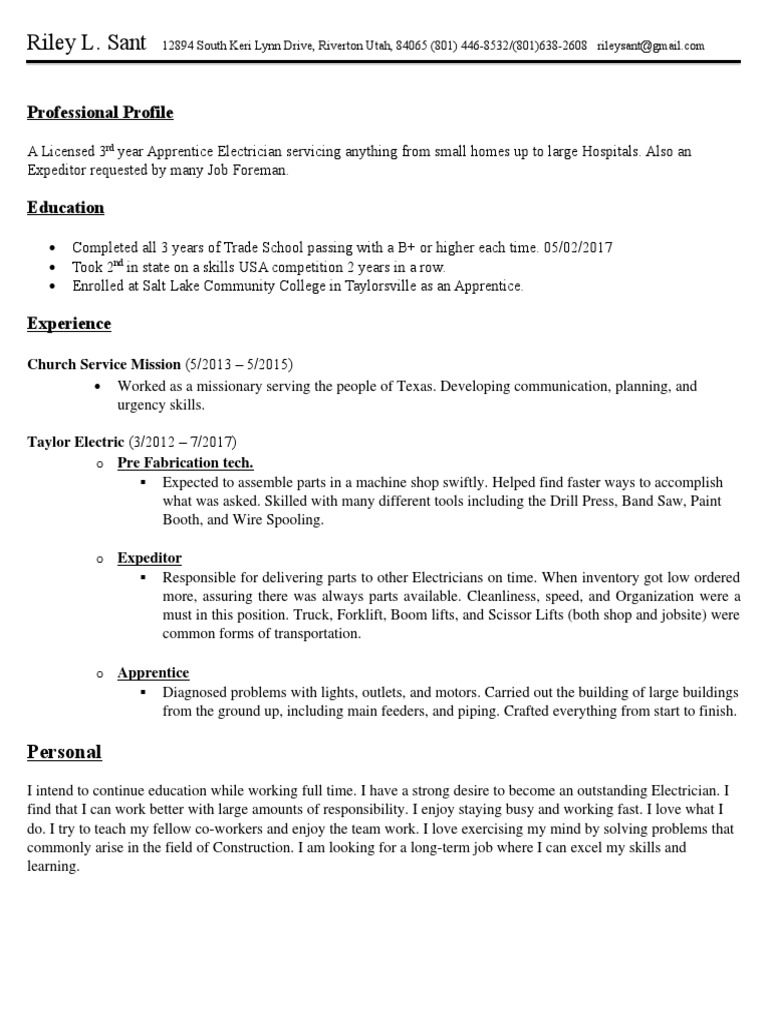 Riley Sants Resume | PDF | Career & Growth