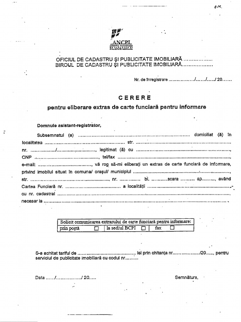 Cerere Extras CF de Informare Formular | PDF