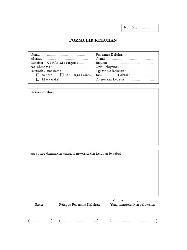 Formulir Keluhan | PDF