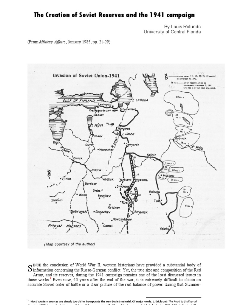 Louis Rotundo - The Creation of Soviet Reserves and The 1941 Campaign ...