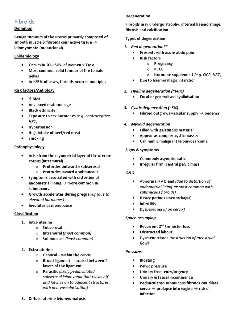 Fibroids: 1. Red Degeneration | PDF | Uterus | Sexual Anatomy